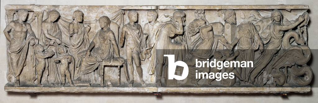 Image of Side of a sarcophagus depicting the legend of Medea, Roman,