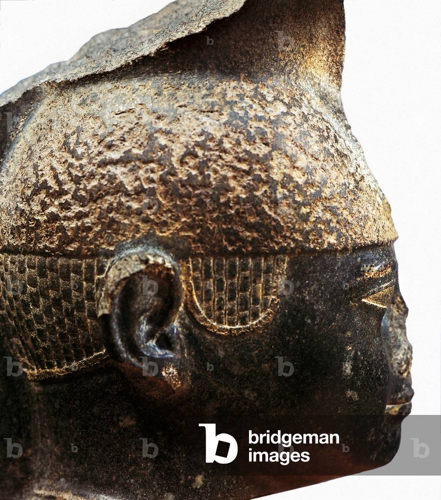 Image of Nubian king Taharka (black granite) by Egyptian 25th Dynasty ...