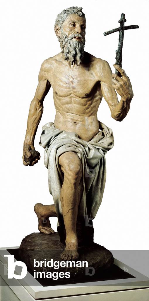 Image of Representation of Saint Jerome. Wooden sculpture by Pietro ...
