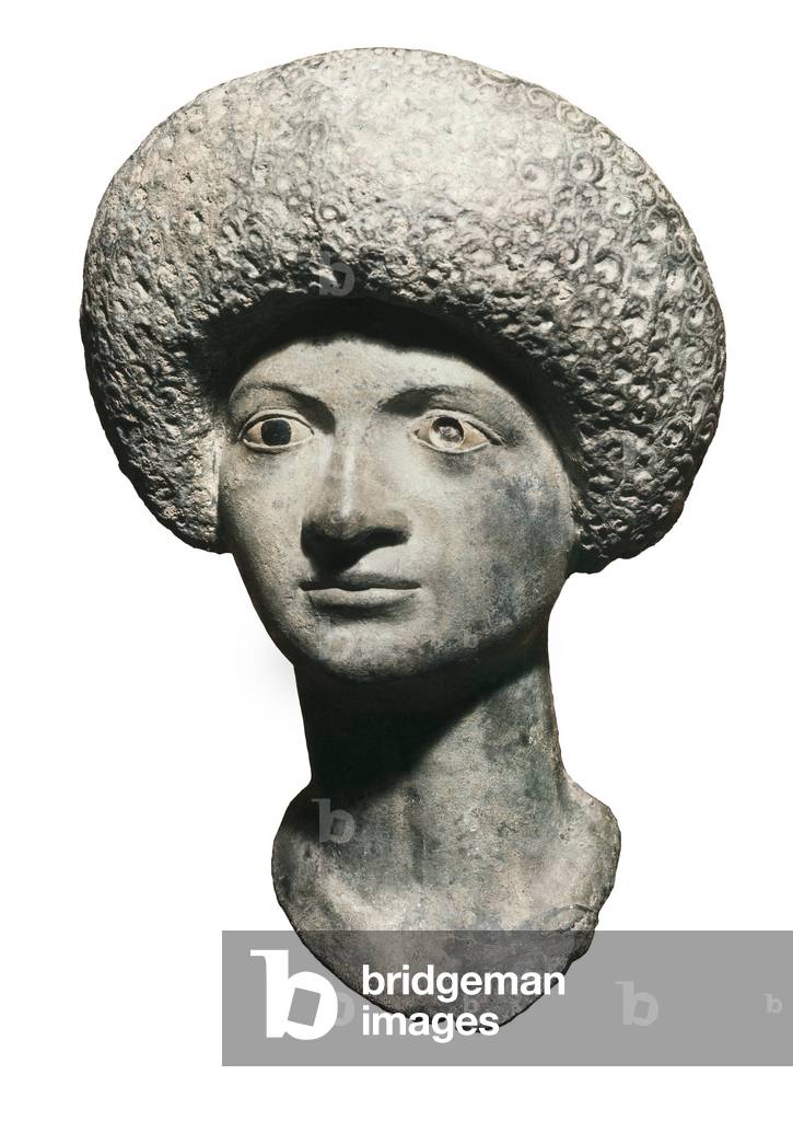 Image of Roman art: woman's face. Bronze sculpture from the Escala ...