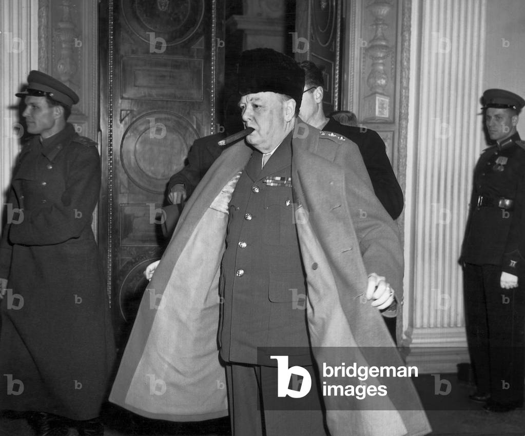 Image of Winston Churchill, February 1945. (b/w photo)