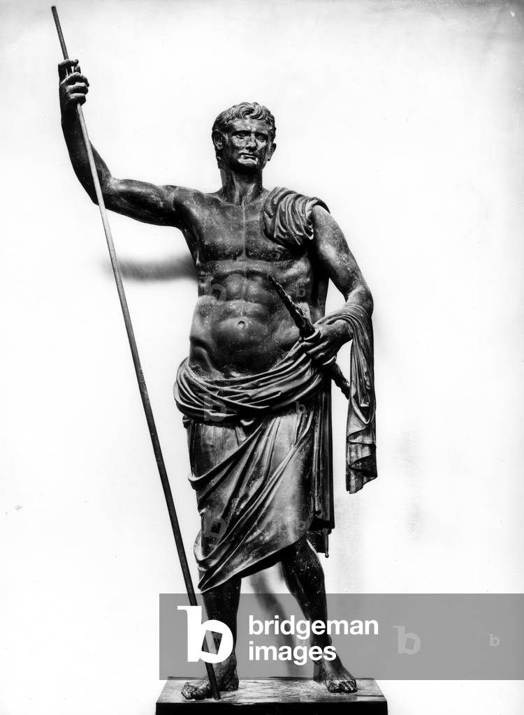 Image of Emperor Augustus holding a sceptre and thunderbolt, from ...