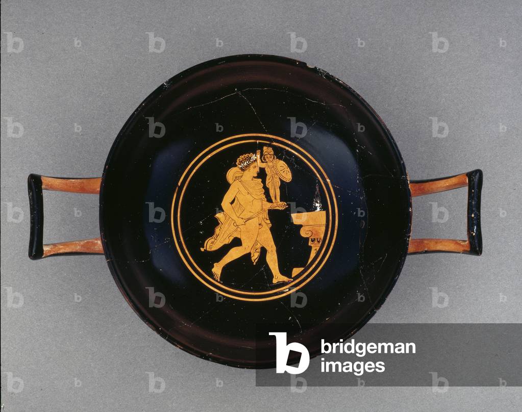 Image of Attic red-figure stemless cup, depicting Diomedes stealing the ...