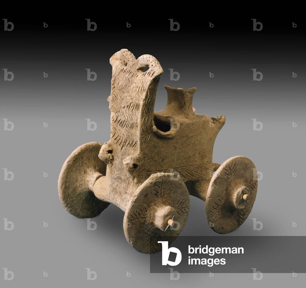 Image of Prehistoric model Chariot (baked clay) by Prehistoric