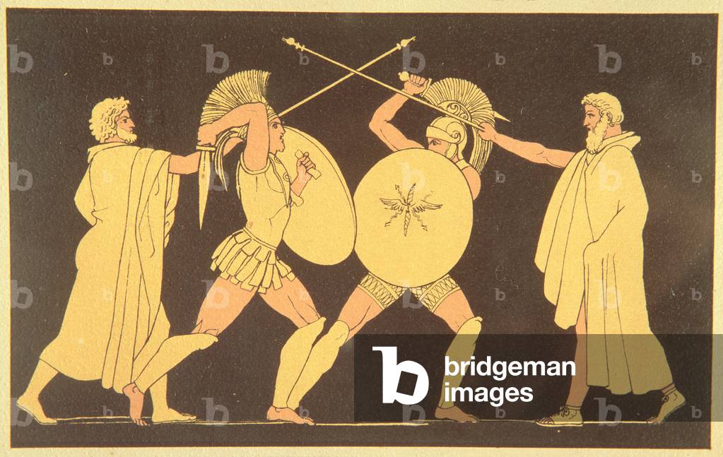 Image of Hector and Ajax Fighting, reproduction of a Greek vase (colour ...