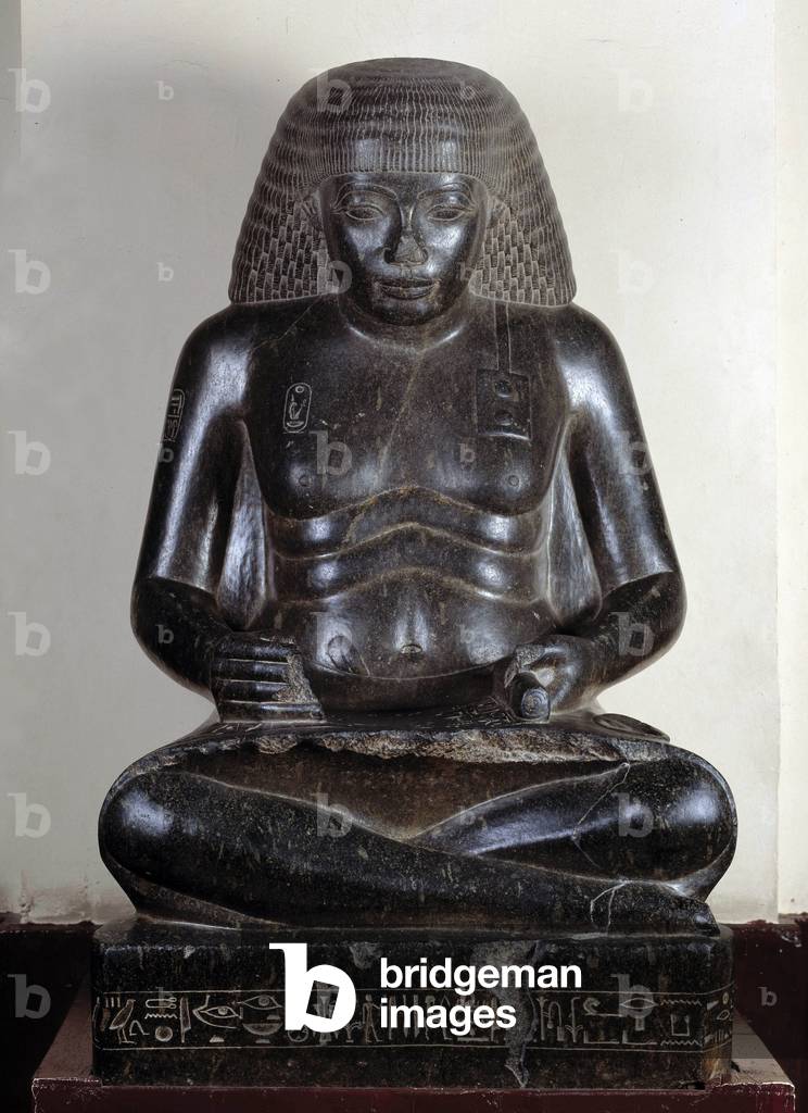 Image of Antiquite Egyptian: granite sitting statue depicting Amenhotep ...