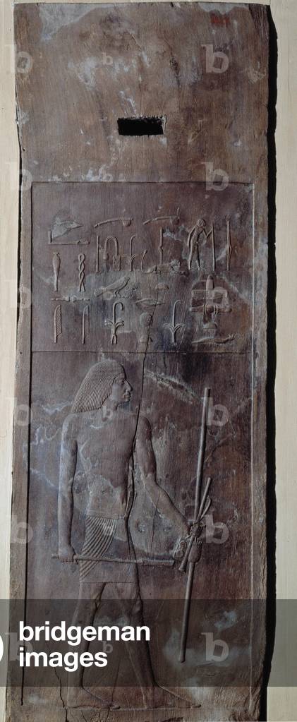 Image of Antiquite Egyptian: wooden stele carved of high reliefs ...