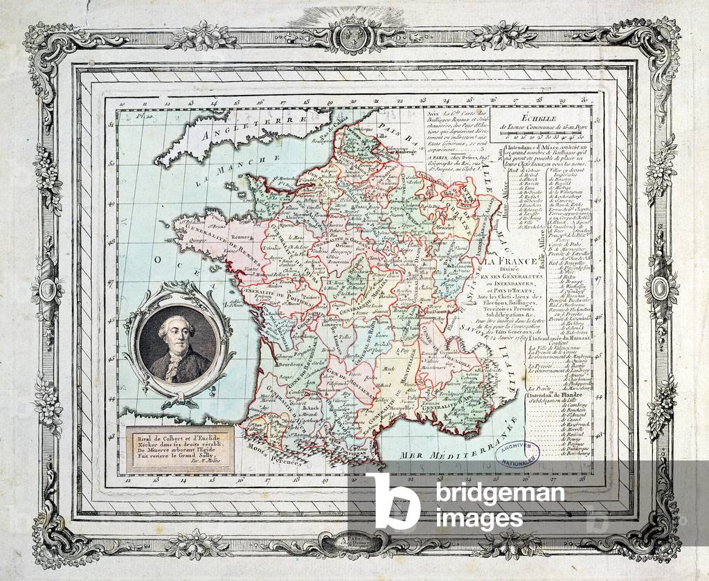 Image of Map of the regions and districts of France, known as by French ...