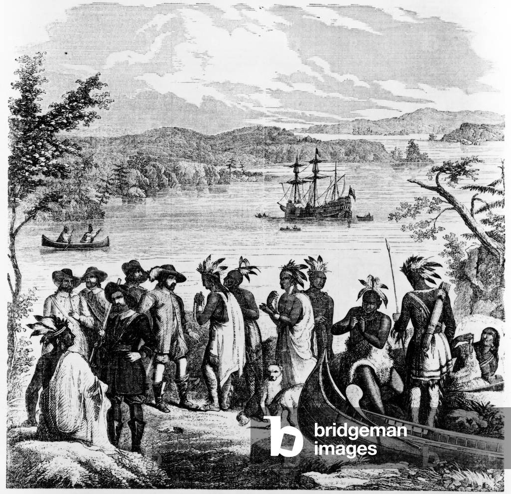 Image of Henry Hudson Descending the Hudson River, illustration from ...