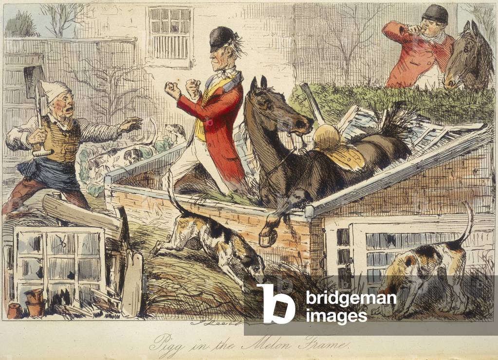 Image of Pigg in the Melon Frame, from 'Handley Cross', 1854 (coloured ...