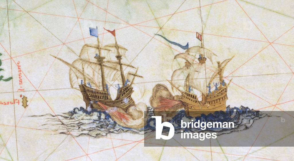 Image of Add 5415A f.10 Two Galleons Fighting, detail from 'Opus ...