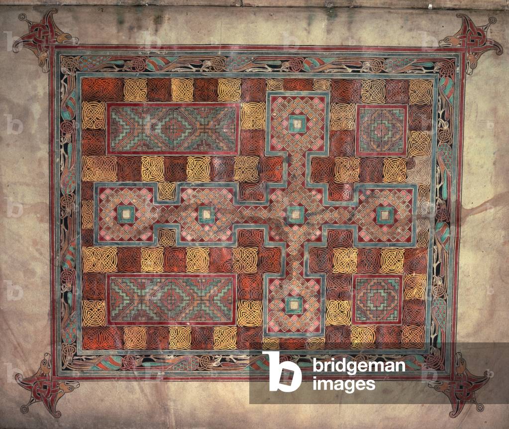 Image of Cotton Nero D. IV, f.2v Carpet page with cross introducing by ...