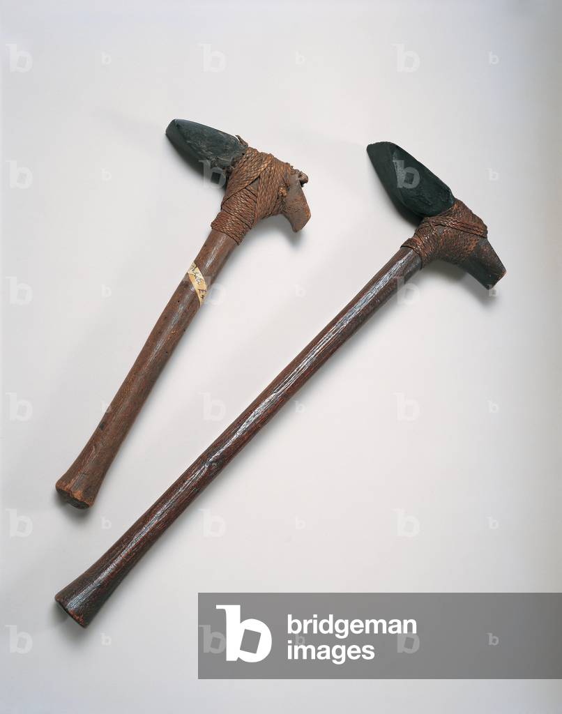 Image of To'i, hafted adzes, Society Islands, 18th century (basalt ...