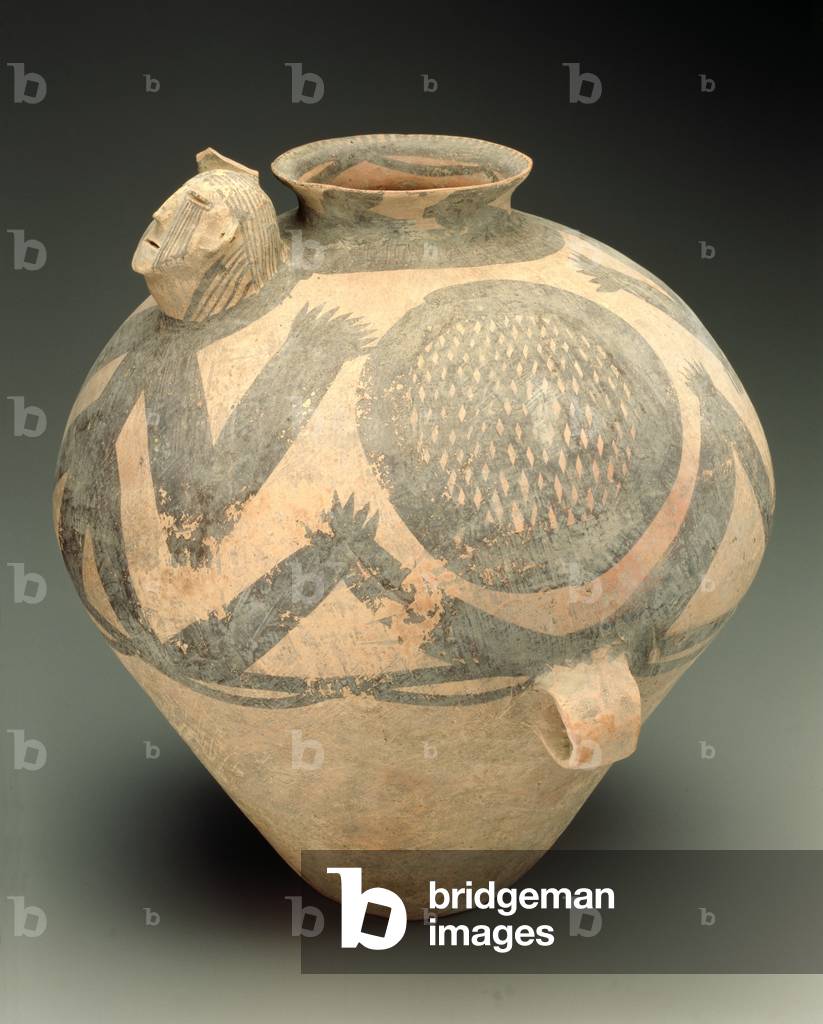 Image of Granary with sculpted shaman head, Majiayao Culture, Neolithic ...