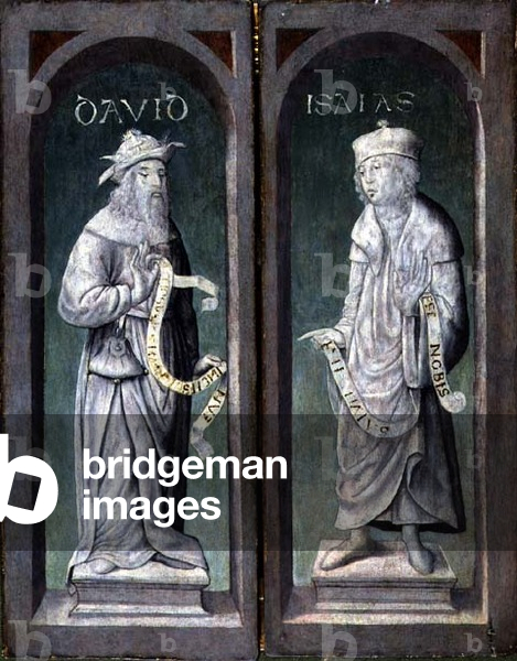 David and Isaiah, closed panels of the Birth of Christ Triptych ...