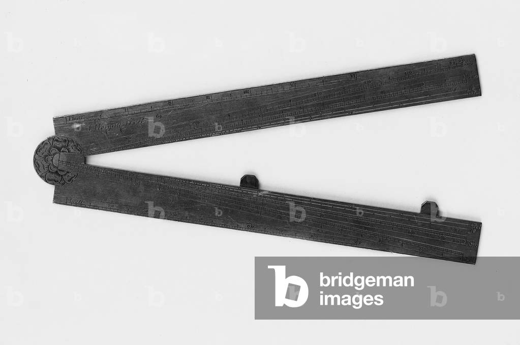Image of Sector engraved with a rose, an hour scale, and incline by ...