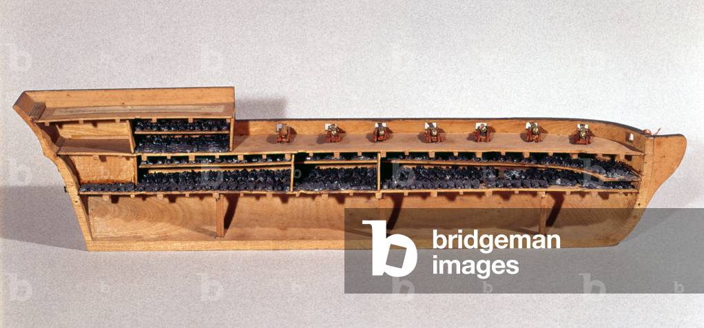 Image of Cross-section of a model of a slave ship, late 18th by French ...