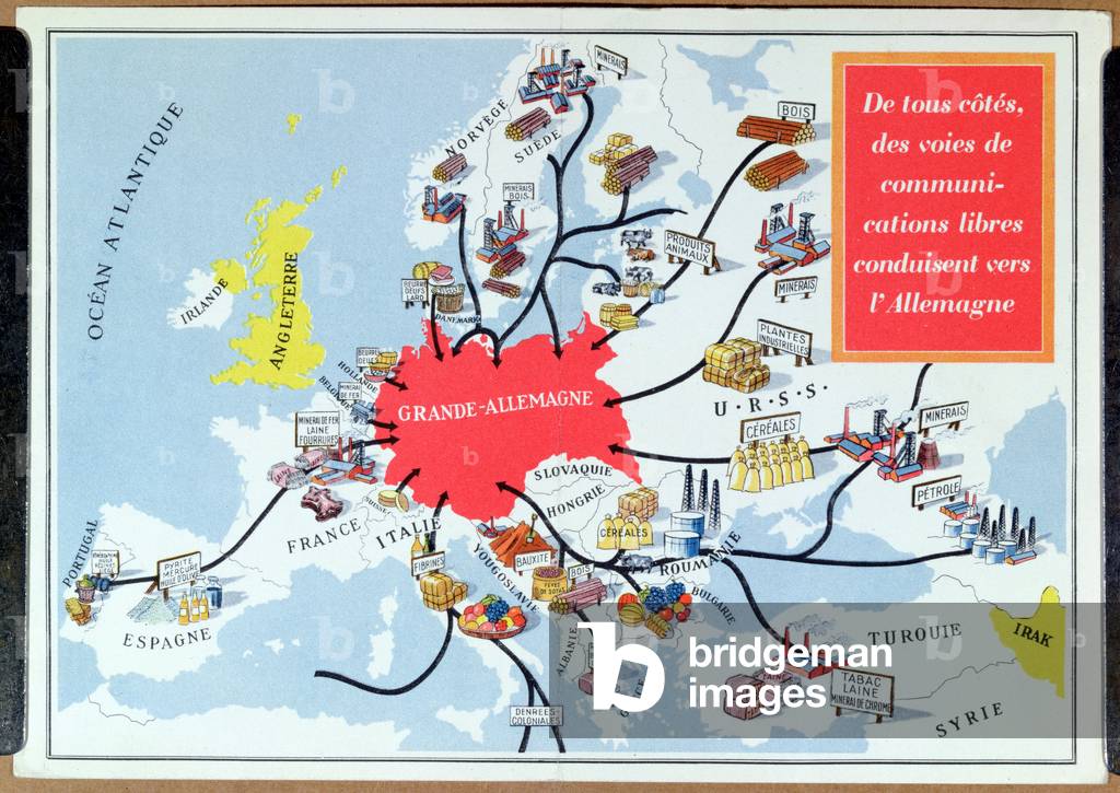 Image of Map of the 'Great Germany', 1940-45 (colour litho) by French ...
