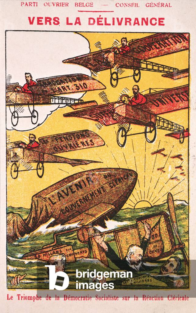 Image of Poster advertising the 'Parti Ouvrier Belge' (Belgian Workers ...