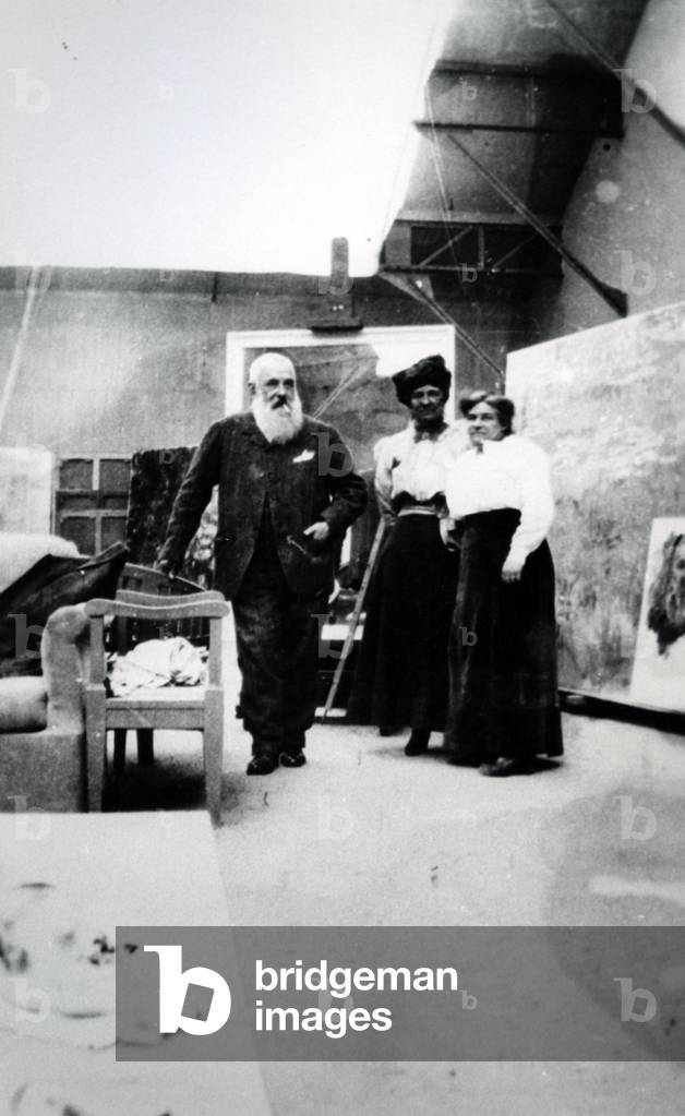 Image of Monet and his step daughter, Blanche Hoschede Monet (b/w photo ...
