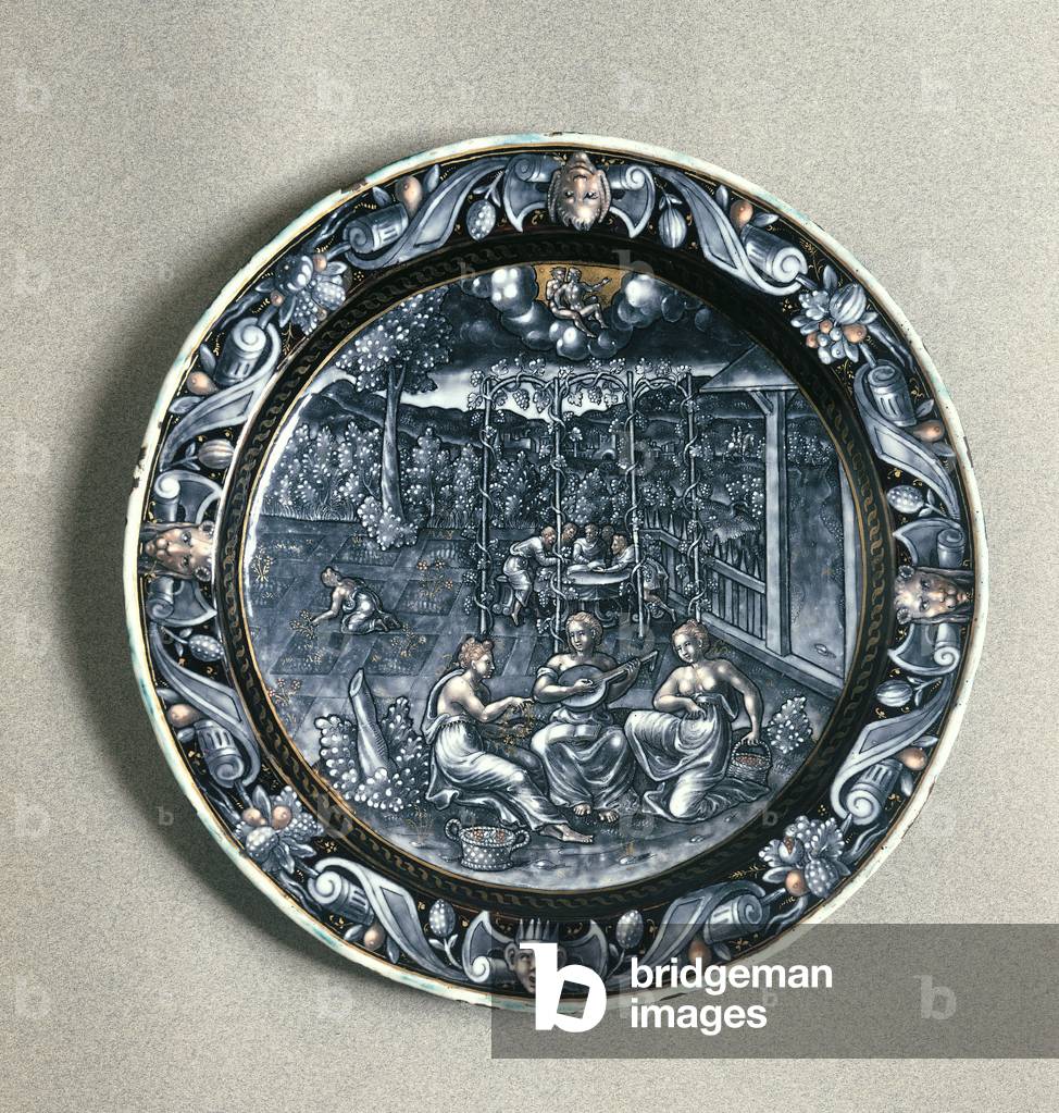Image of Plate depicting the month of May with a concert in by Courteys ...