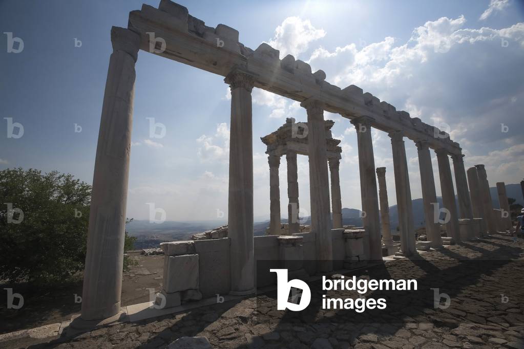 Corinthian capitals and columns of Temple of Trajan, Pergamum (Pergamon ...