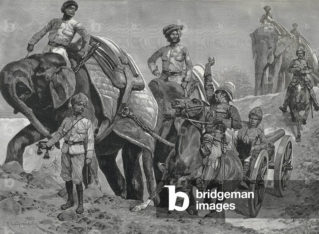 Image of British army artillery on maneuvers in India about 1870.