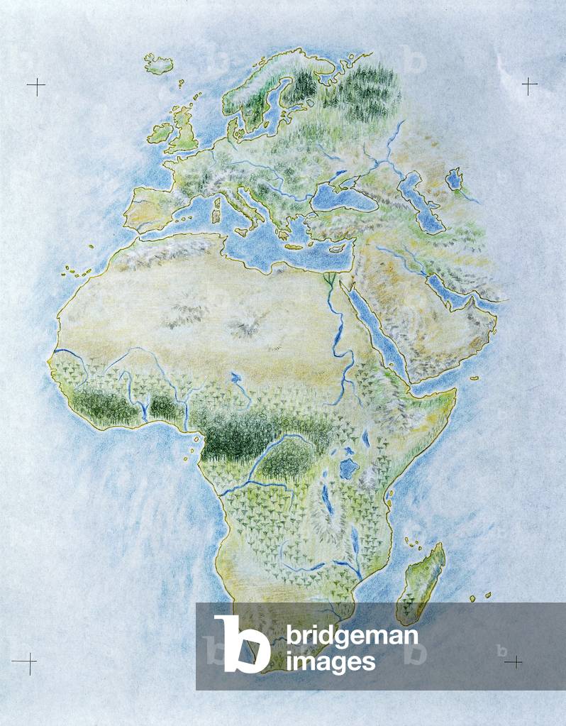 Image of Unmarked map of Africa and Europe (colour litho) by Italian School