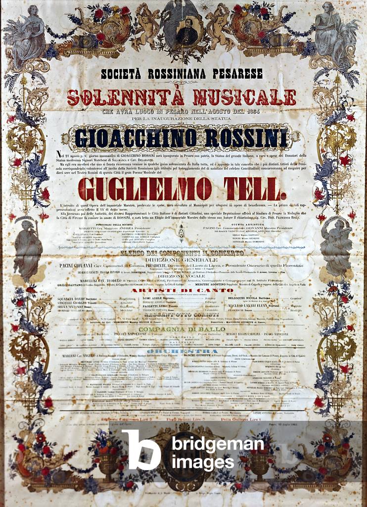 Image of Playbill for Guillaume Tell, the opera by Gioachino Rossini, c ...