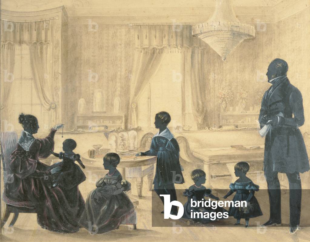 Image of The Burrell Family in their house in Durham, c.1820 (w/c by ...
