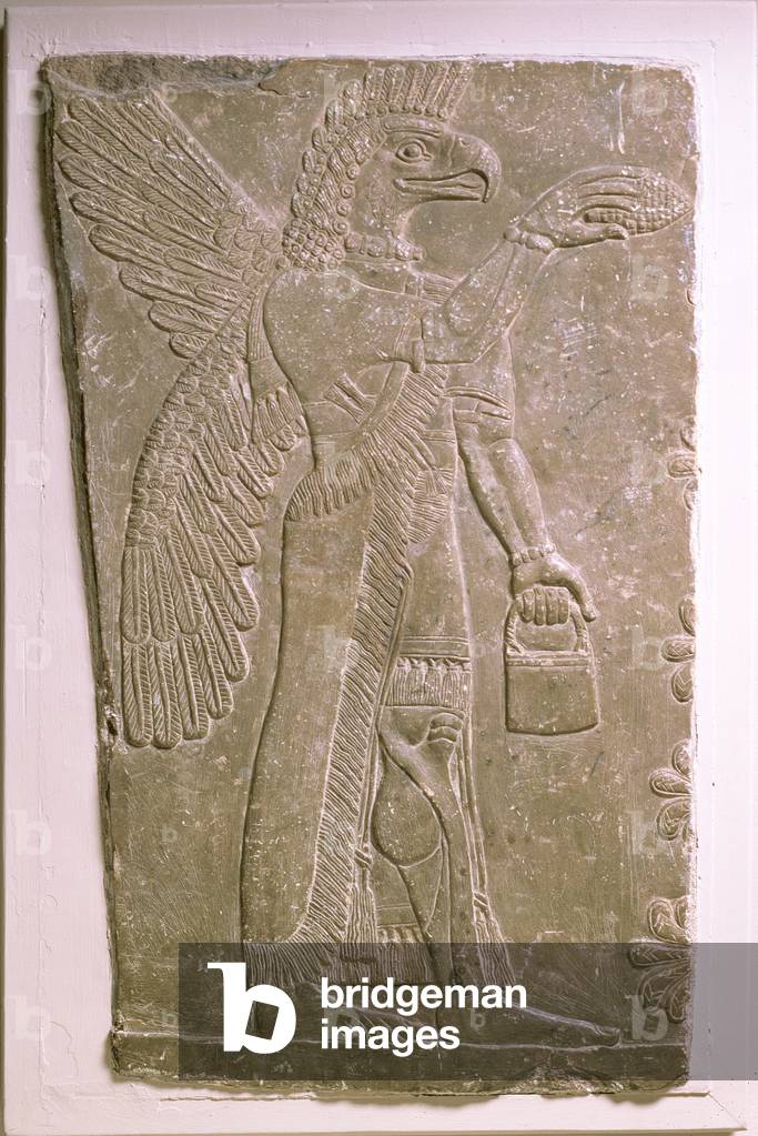 Image of Eagle-headed winged genius, Assyrian, Mesopotamian, 883-859 BC ...