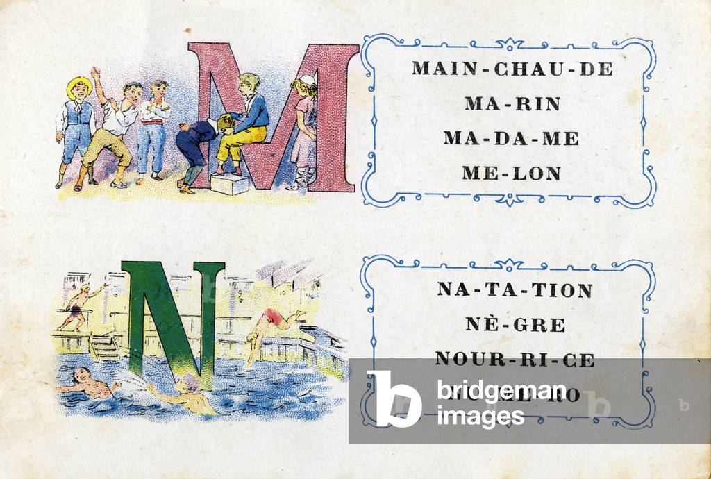 Image of Letter M and N as warm hand and swimming. Alphabet