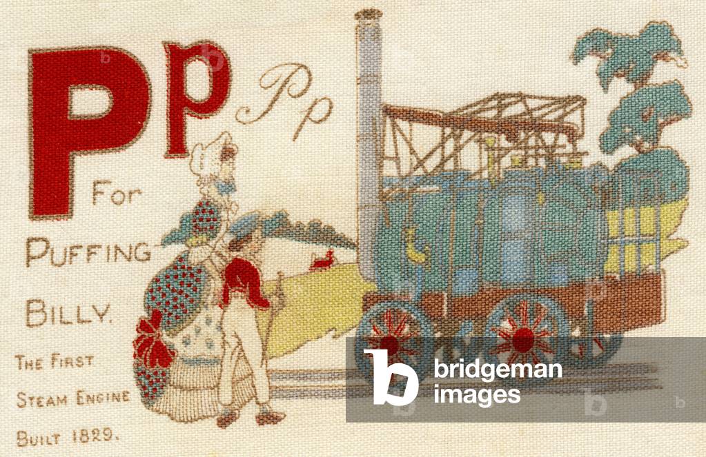 Image of Letter P: Puffing Billy the first steam engine built 1829,