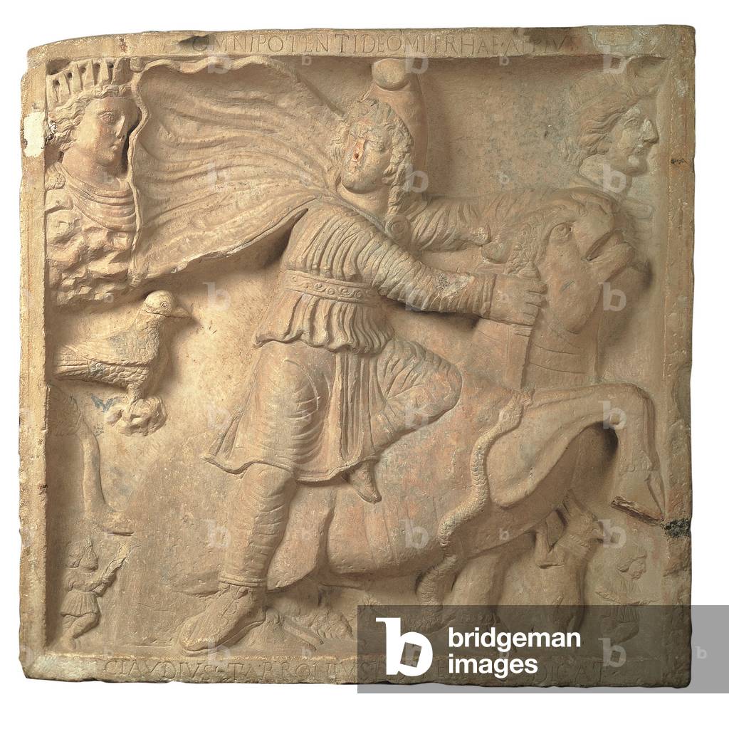 Image of Roman art: 'Taurochtone Mithras' sacrifice scene representing ...