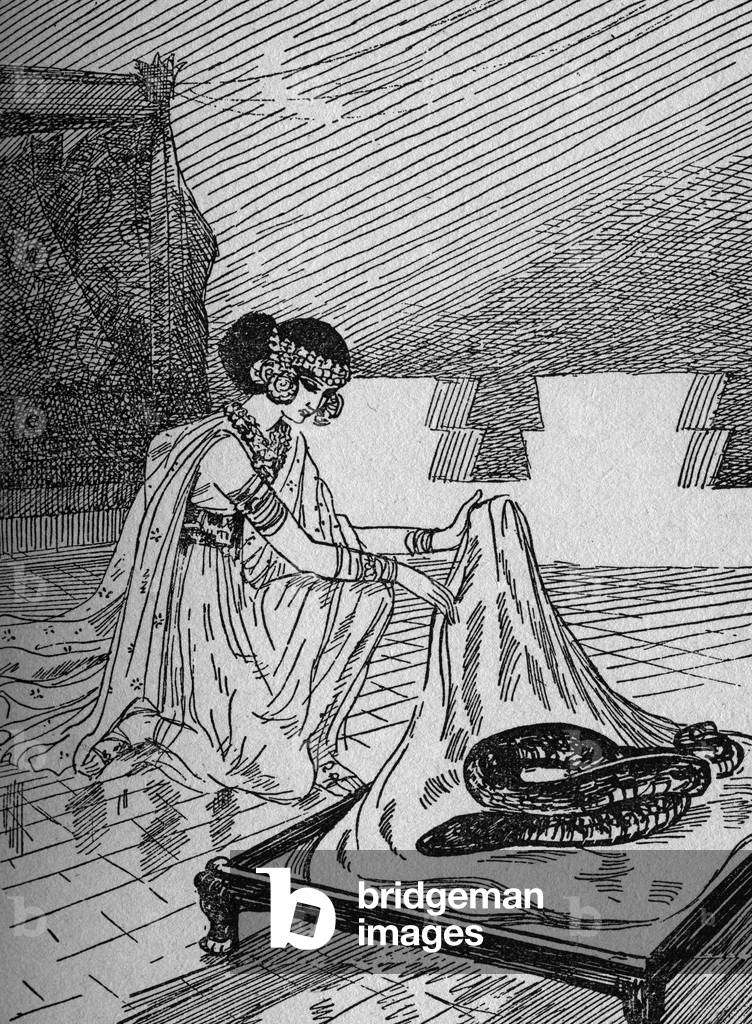 Image of Salammbo and the sick snake Illustration by Jacques Touchet ...