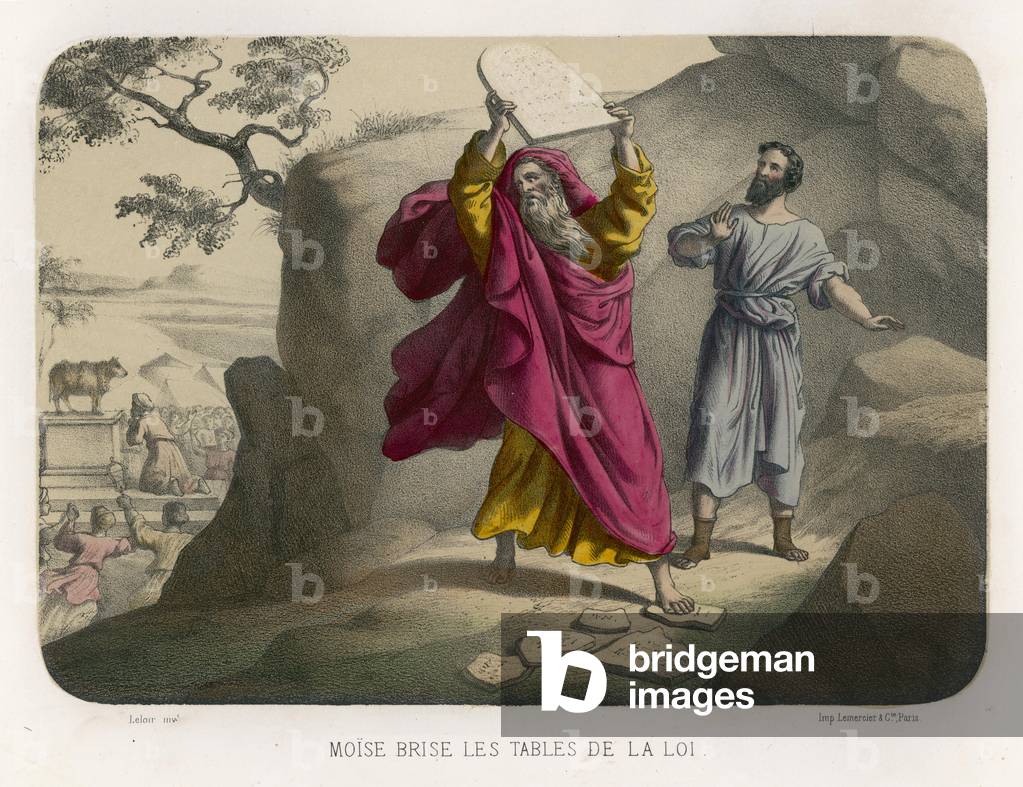 Image of Old testament Bible scene: Moses and the ten commandments