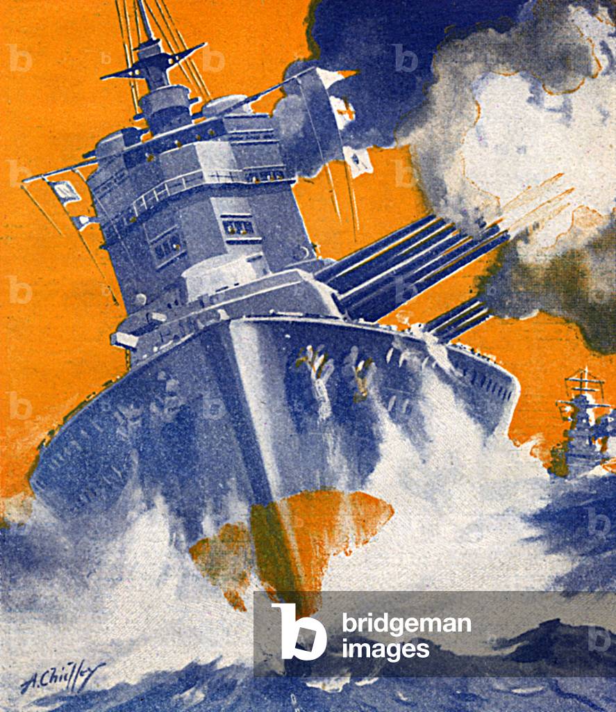 Battleship Firing All Guns At Once