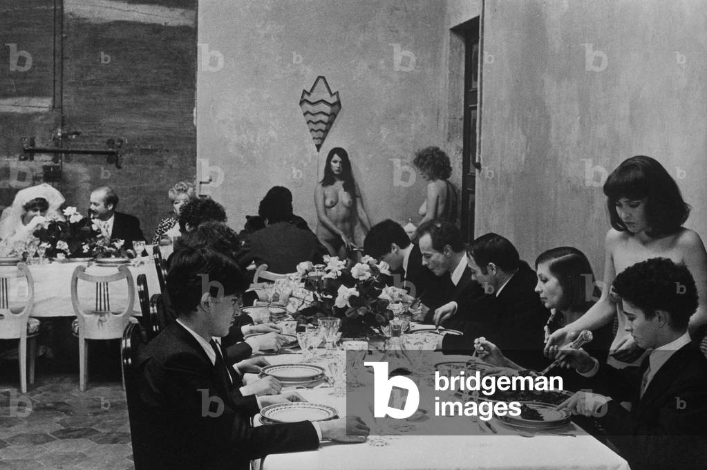 Image of Scene from 'Salo' (b/w film still)