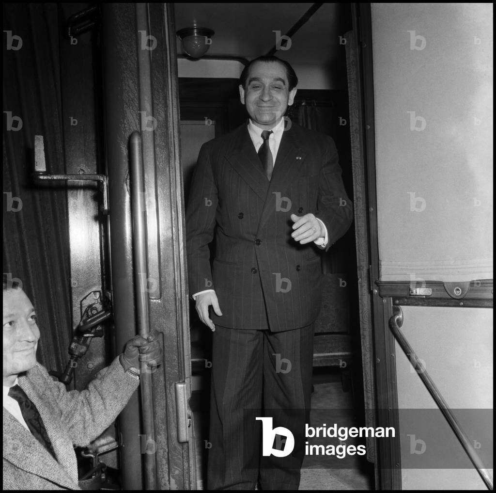 Image of Pierre Mendes-France, Milan,1955 (b/w photo)