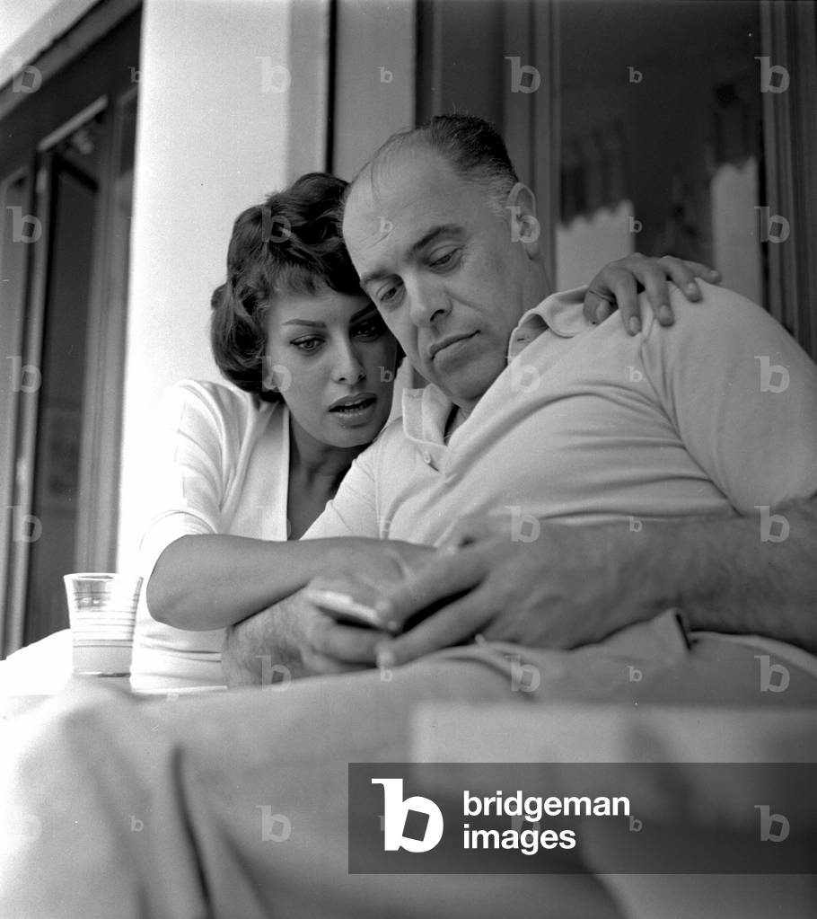 Image of Sophia Loren and her husband Carlo Ponti on holiday in