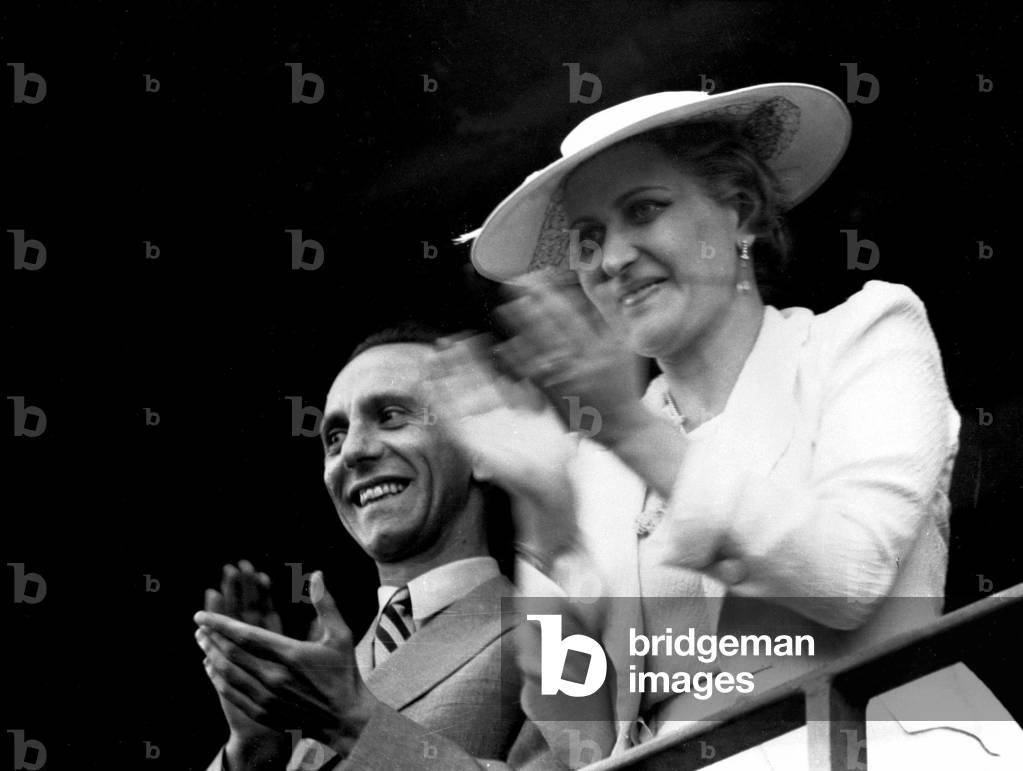 Image of Joseph Paul Goebbels and his wife Magda at a sports