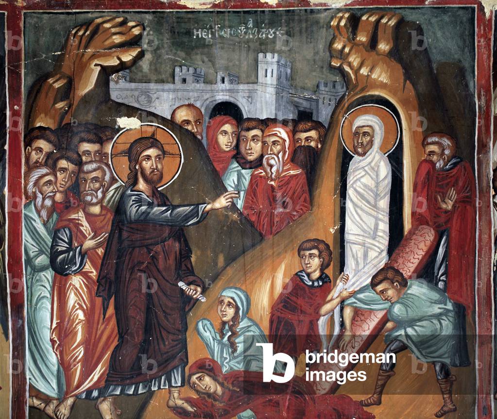 Episodes of Jesus Christ's life: the raising of Lazarus, 15th century (fresco) by