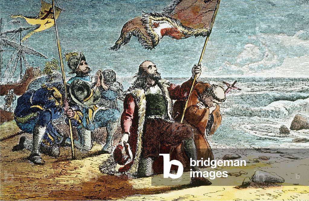 Image of Christopher Columbus lands on the island of Hispagniola (Haiti ...