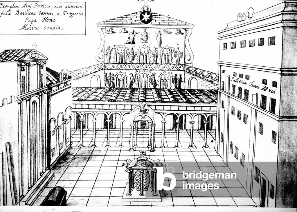 Image of The Basilica of St. Peter. Engraving of the 16th century.
