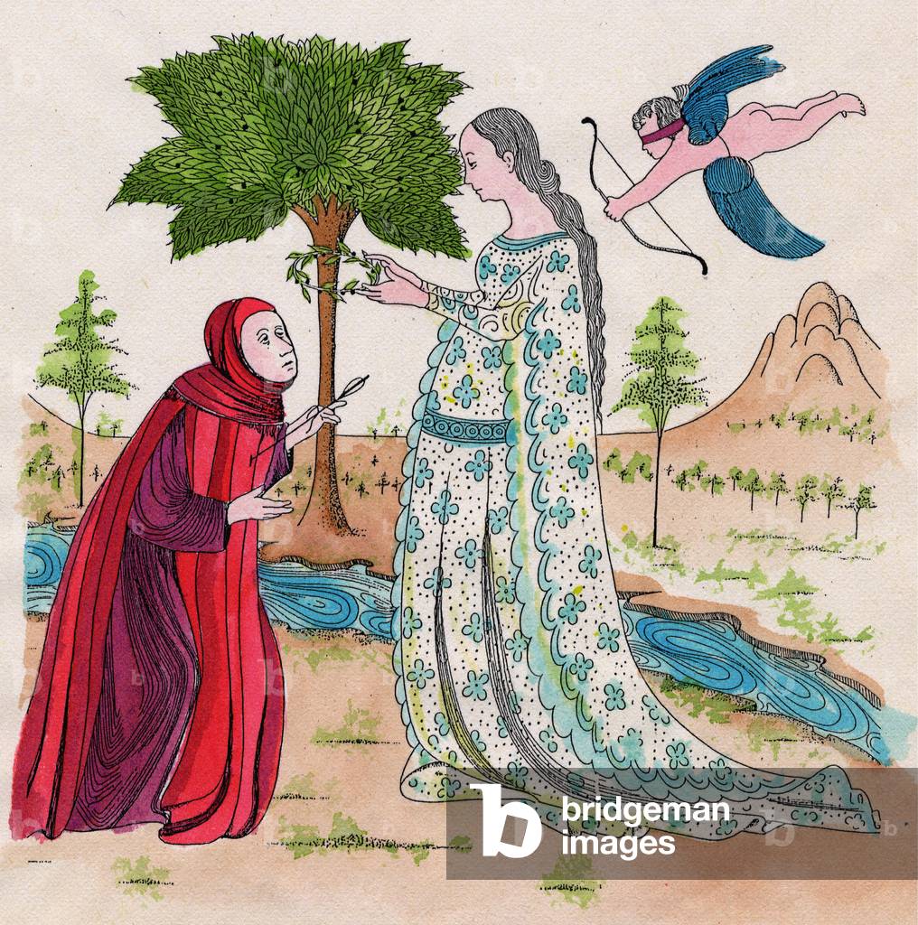 Image of Laure crowning the poet Petrarch (drawing)