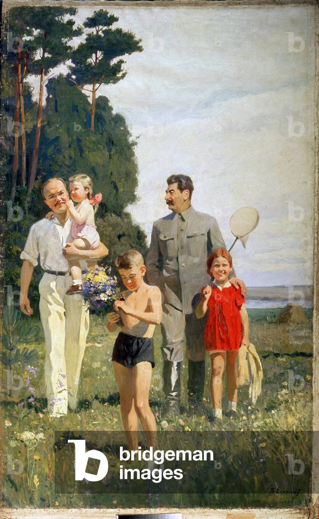 Image of Stalin and his minister Molotov with children, 1947 (painting ...