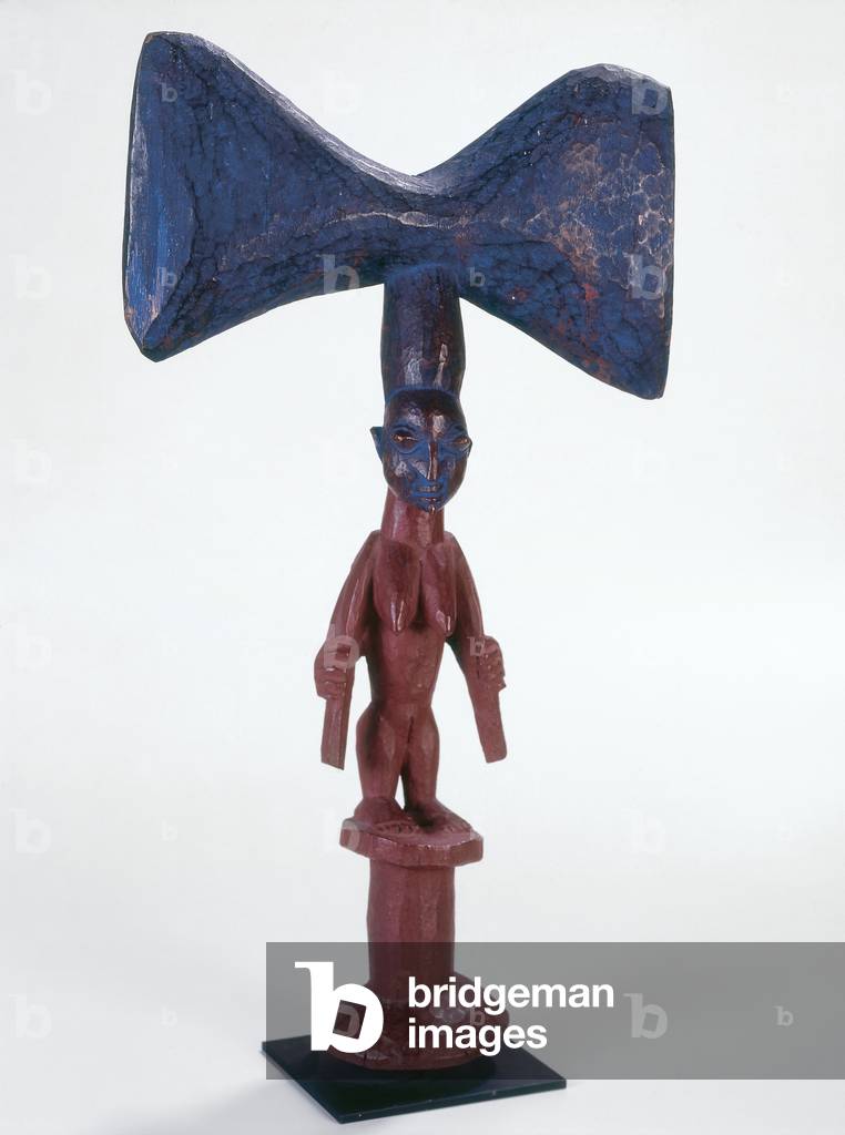 Image of Shango Dance Wand (Oshe Shango), before 1950 (wood, rubbed ...