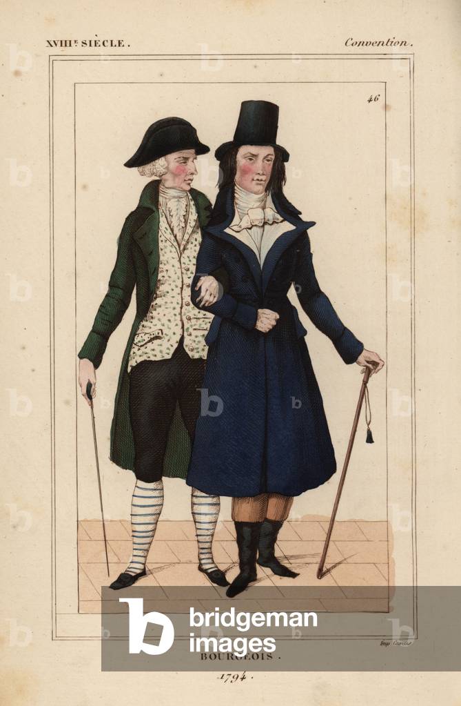 Image of Bourgeois men, 1794, French National Convention era. Old man in