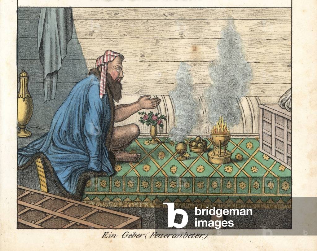 Image of Persian costumes: a fire worshiper (zoroastrism). Lithography ...