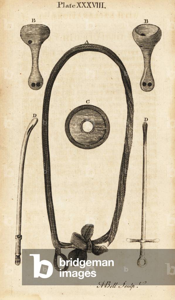 Image of Smellie's instruments used to assist childbirth: whale bone ...